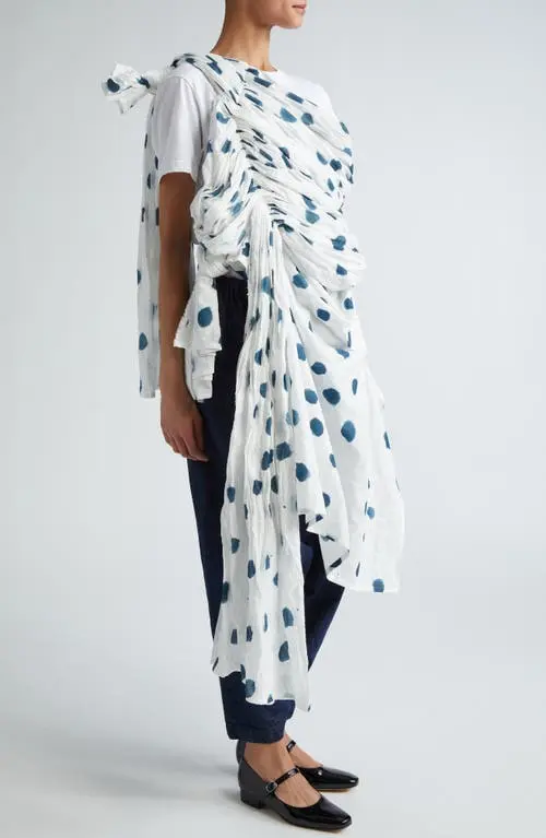 Tao Comme Des GarçOns Polka Dot Shirred Asymmetric One-Shoulder